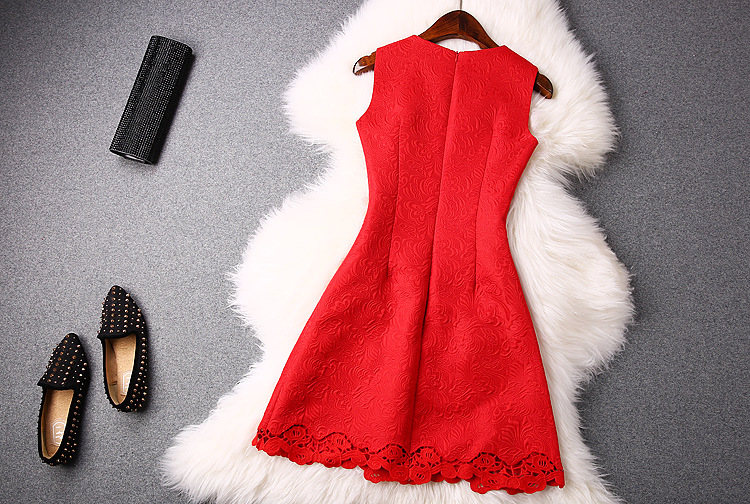 Openwork Embroidery Jacquard Sleeveless Dress Love on Luulla